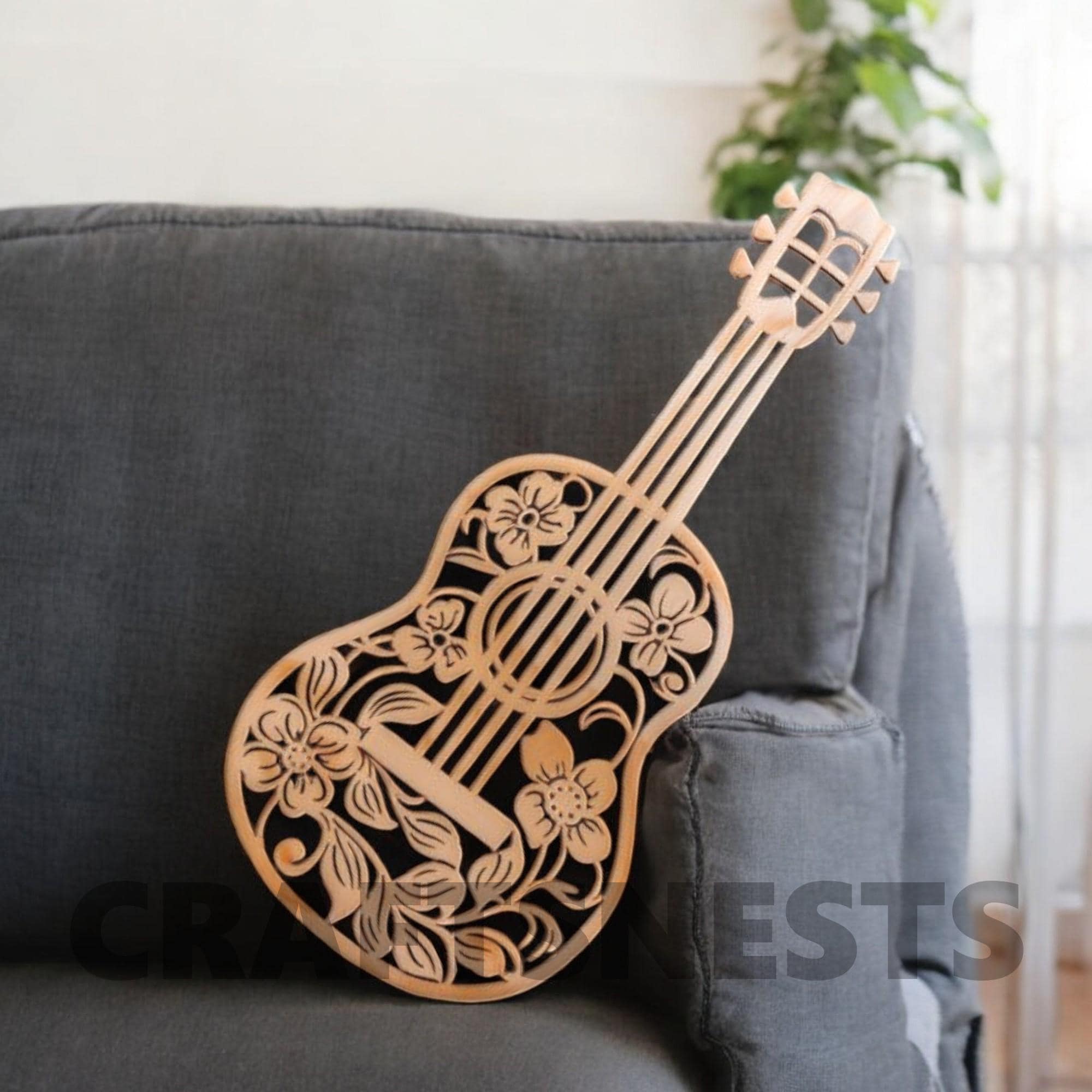 Floral Guitar Laser Cut File Guitar Wall Art Design for Cricut ...