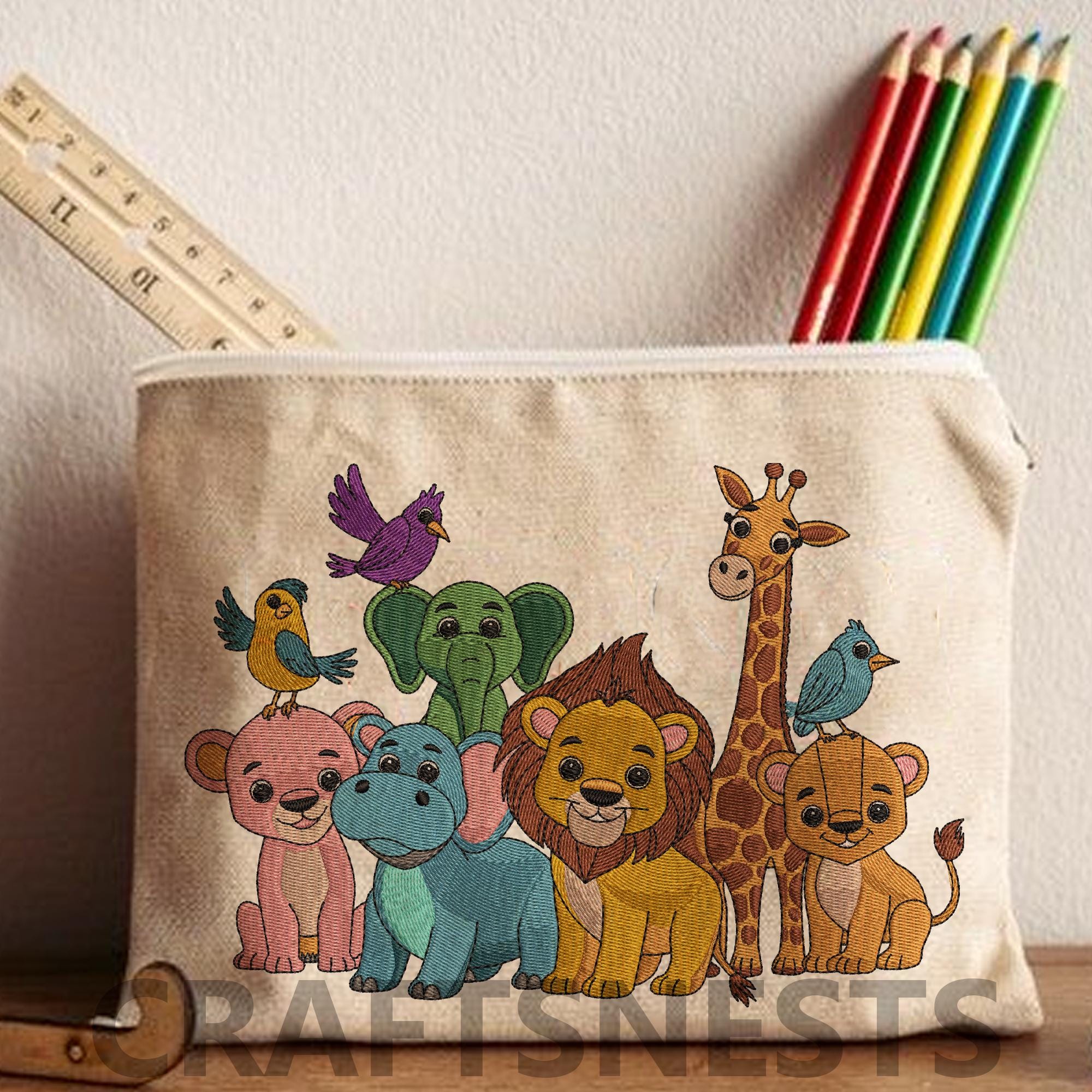 Safari Animal Embroidery Design, Cute Baby Jungle Animals Machine ...