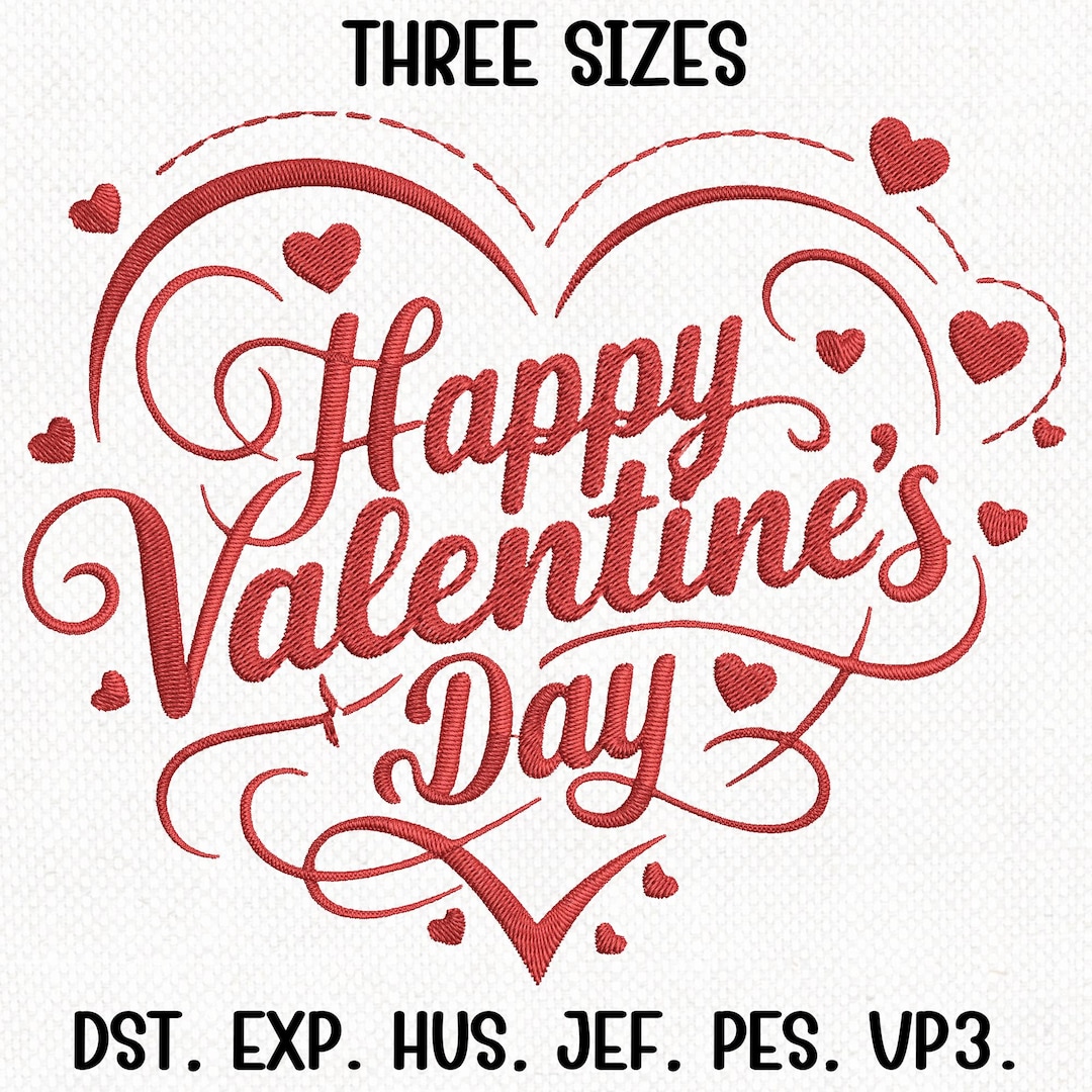 Happy Valentines Day Embroidery Designs, Valentine Heart Embroidery ...
