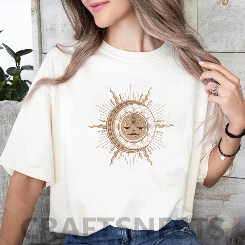 Celestial Sun and Moon Embroidery Bundle, Boho Embroidery, Magic ...