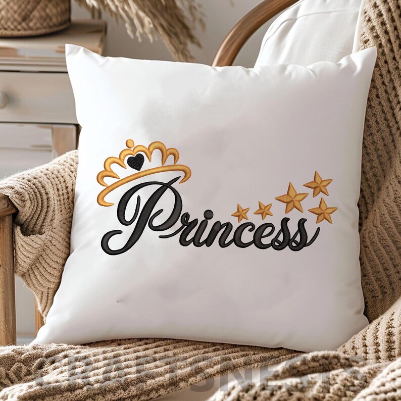 Princess Embroidery Design, Machine Embroidery Design, Princess Crown ...