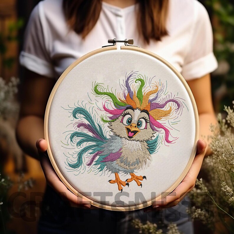 Funny Crazy Chicken Embroidery Design, Cute Chicken Machine Embroidery ...