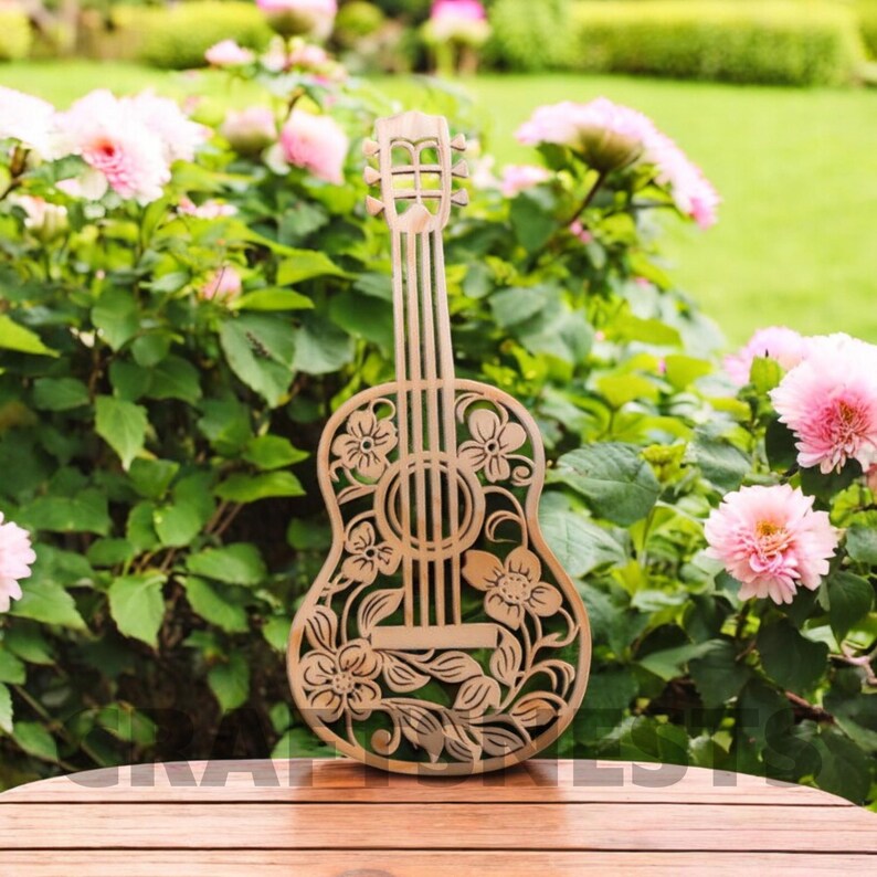 Floral Guitar Laser Cut File Guitar Wall Art Design for Cricut ...