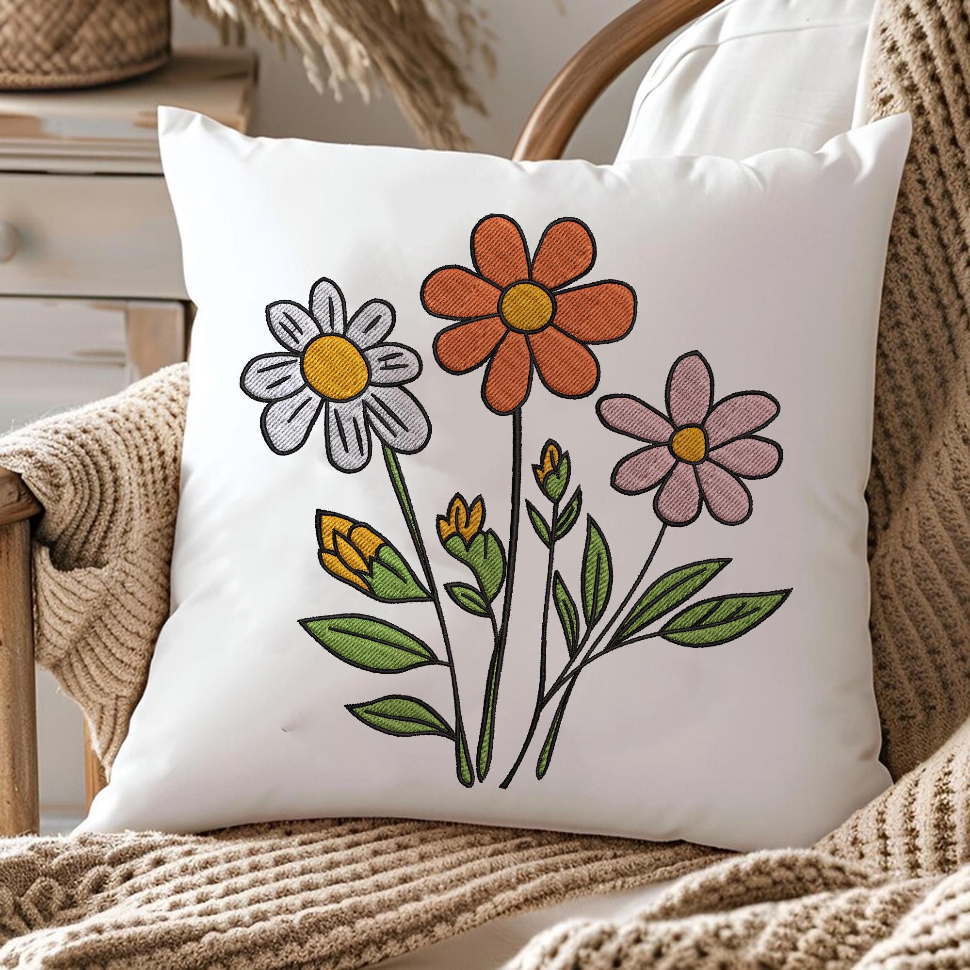 Wildflower Meadow Machine Embroidery Design, Cottagecore Wild Flowers ...