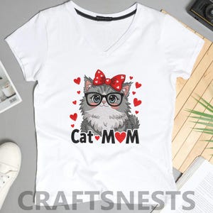 Cat Mom Embroidery Design, Kitty With Glasses (digital Download) - Etsy