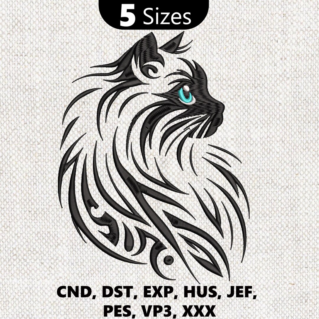 Stylish Cat Embroidery Design Cute Cat Machine Embroidery File Cute ...