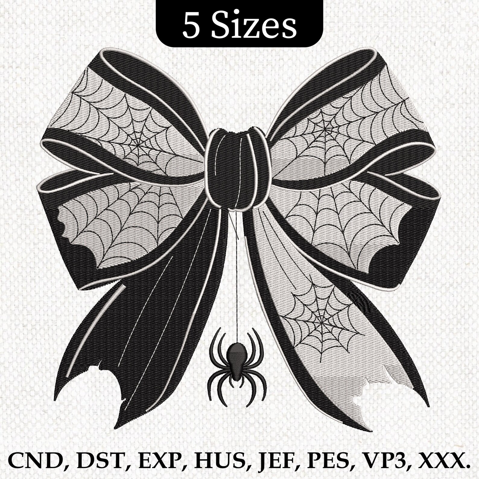 Halloween Spider Web Bow Embroidery Design, Halloween Bow Embroidery ...