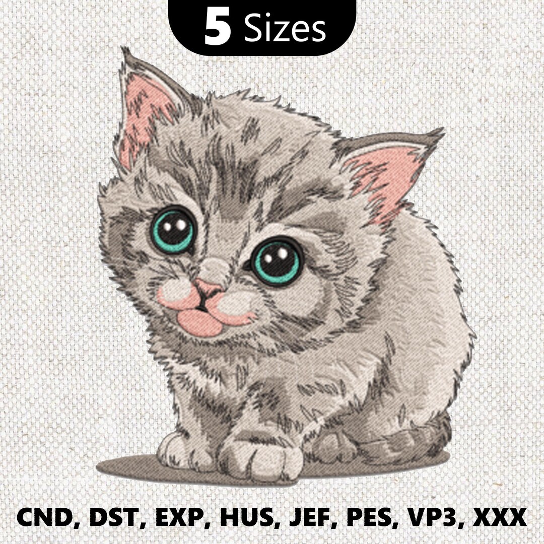 Cute Kitten Machine Embroidery, Cute Cat Embroidery File, Adorable Baby ...
