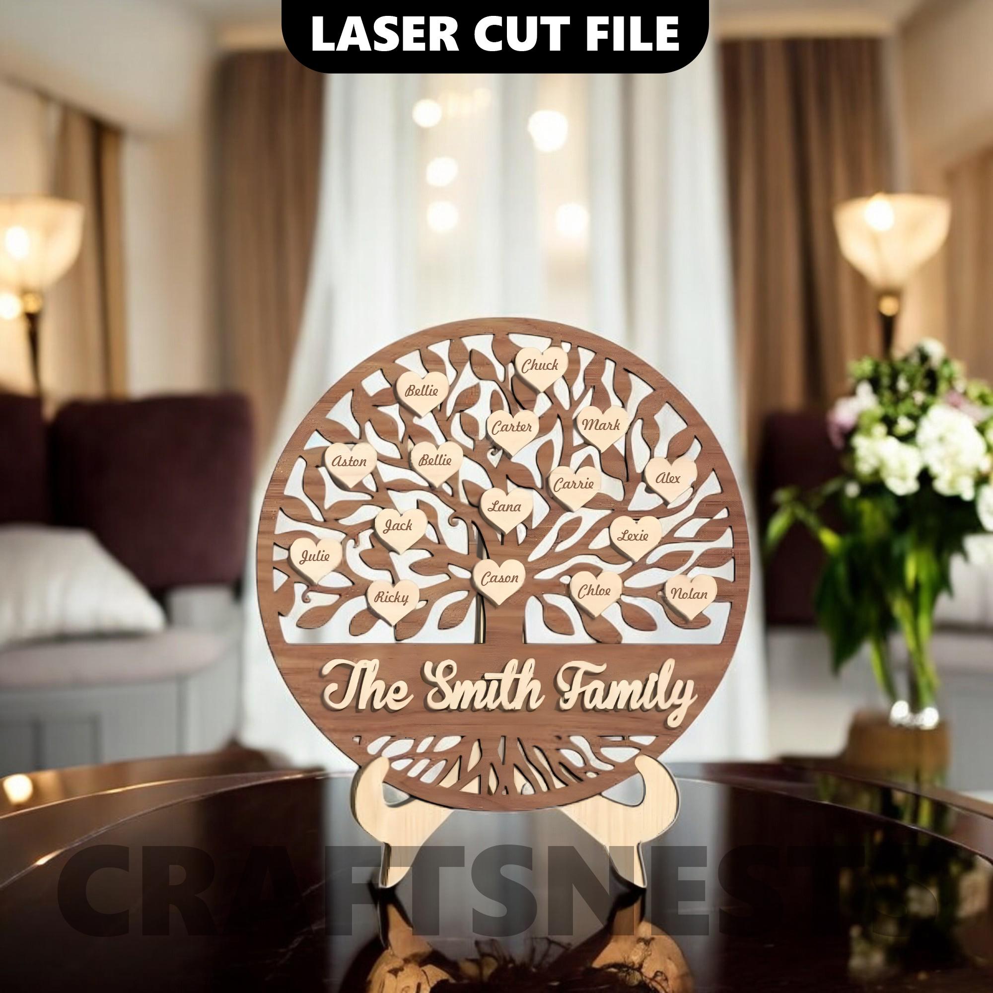 Personalized Family Tree Sign SVG Grandkids Tree Sign Svg Lasercut Tree ...