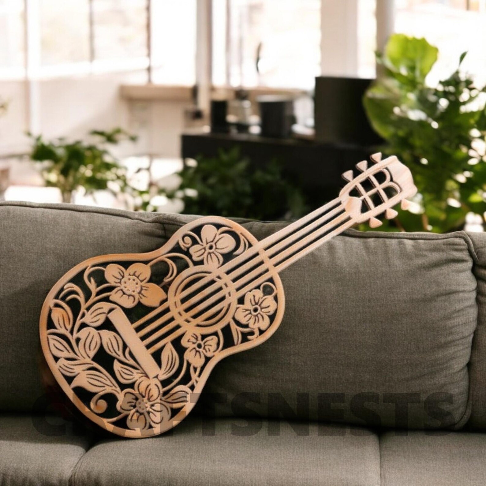 Floral Guitar Laser Cut File Guitar Wall Art Design for Cricut ...
