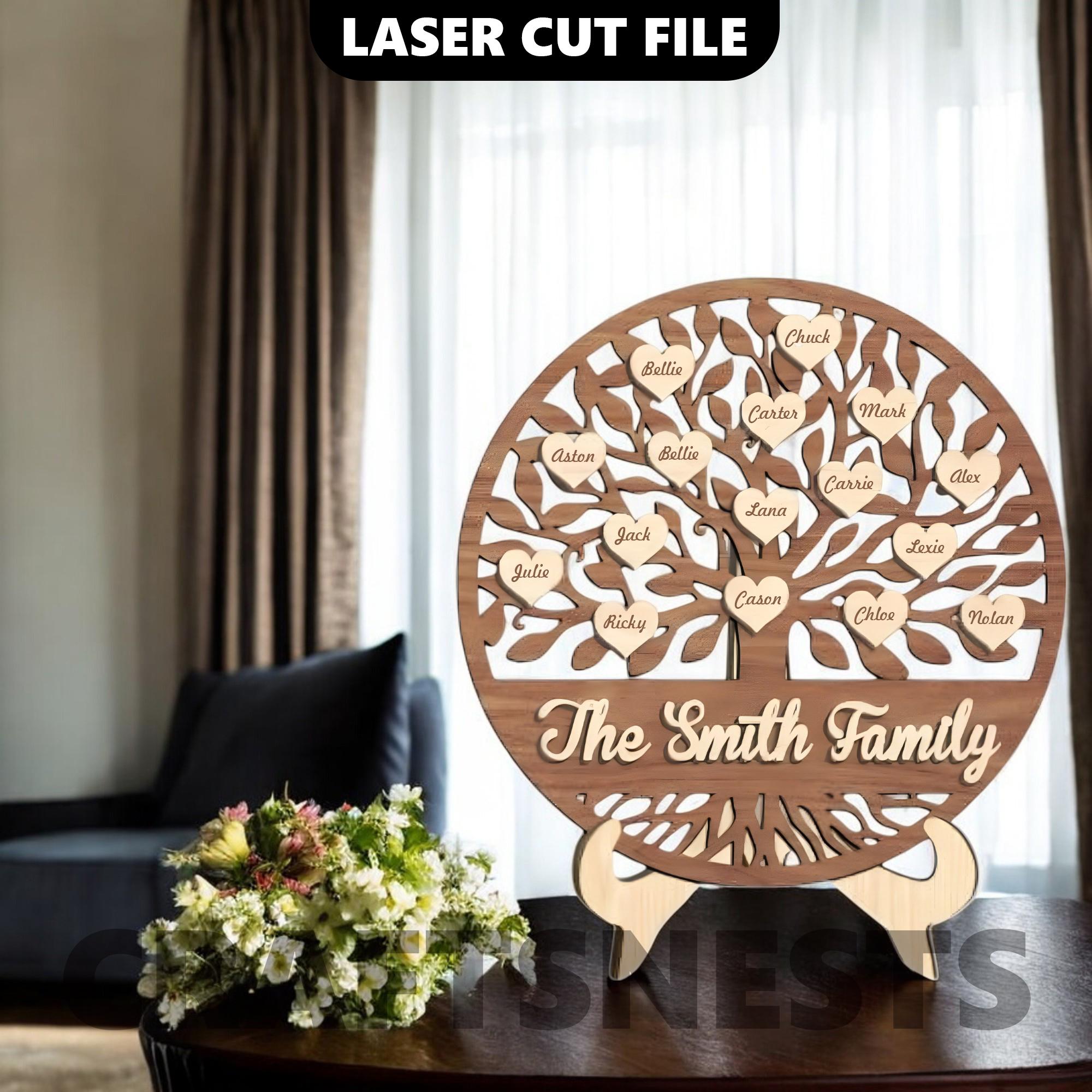 Personalized Family Tree Sign SVG Grandkids Tree Sign Svg Lasercut Tree ...