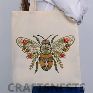 Floral Bee Machine Embroidery Design, Floral Bumblebee Embroidery ...