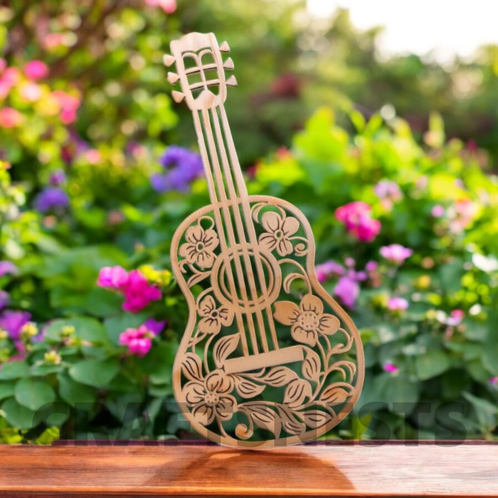 Floral Guitar Laser Cut File Guitar Wall Art Design for Cricut ...