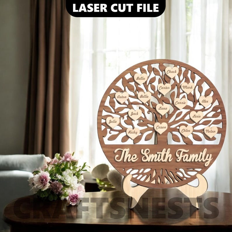 Personalized Family Tree Sign SVG Grandkids Tree Sign Svg Lasercut Tree ...