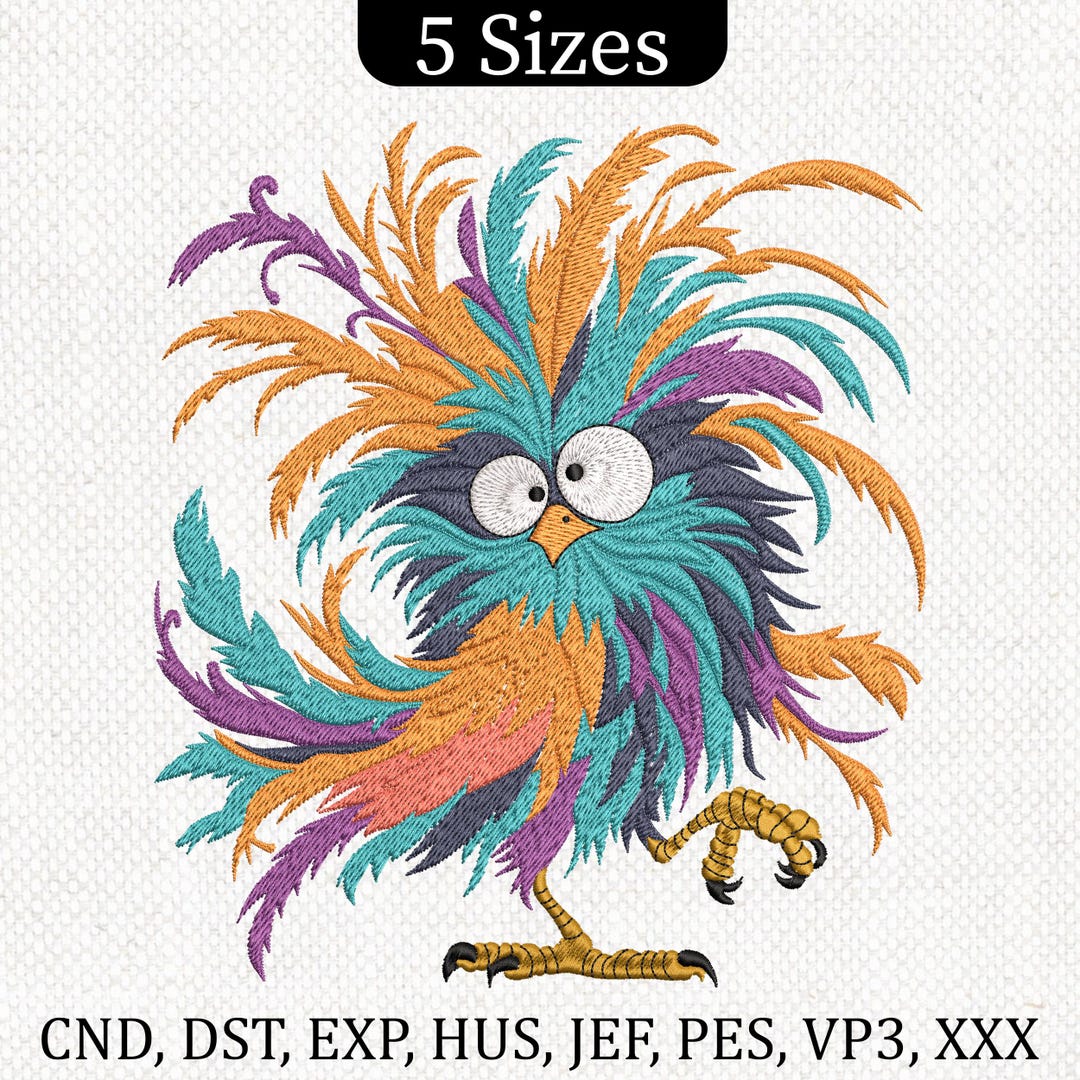 Funny Crazy Chicken Embroidery Design, Cute Chicken Machine Embroidery ...