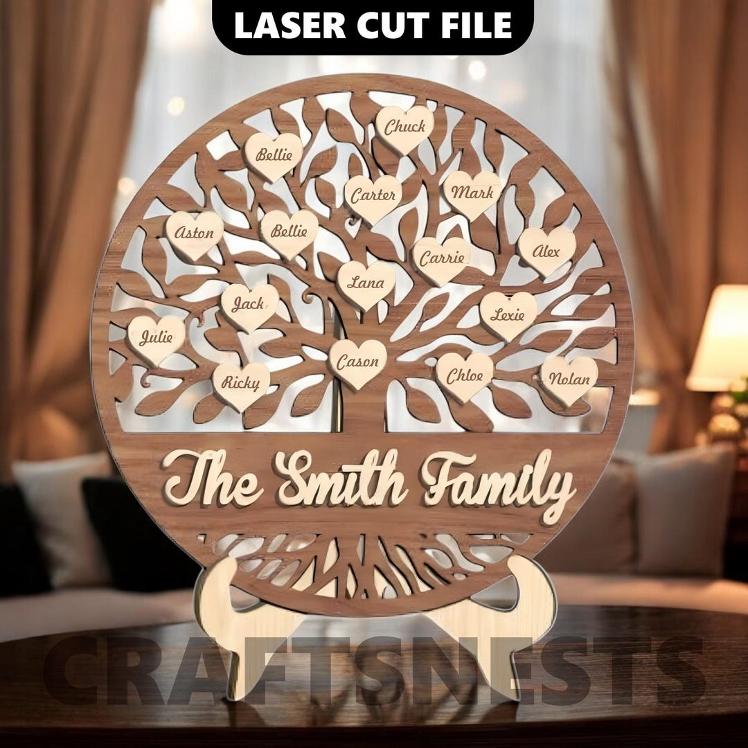 Personalized Family Tree Sign SVG Grandkids Tree Sign Svg Lasercut Tree ...