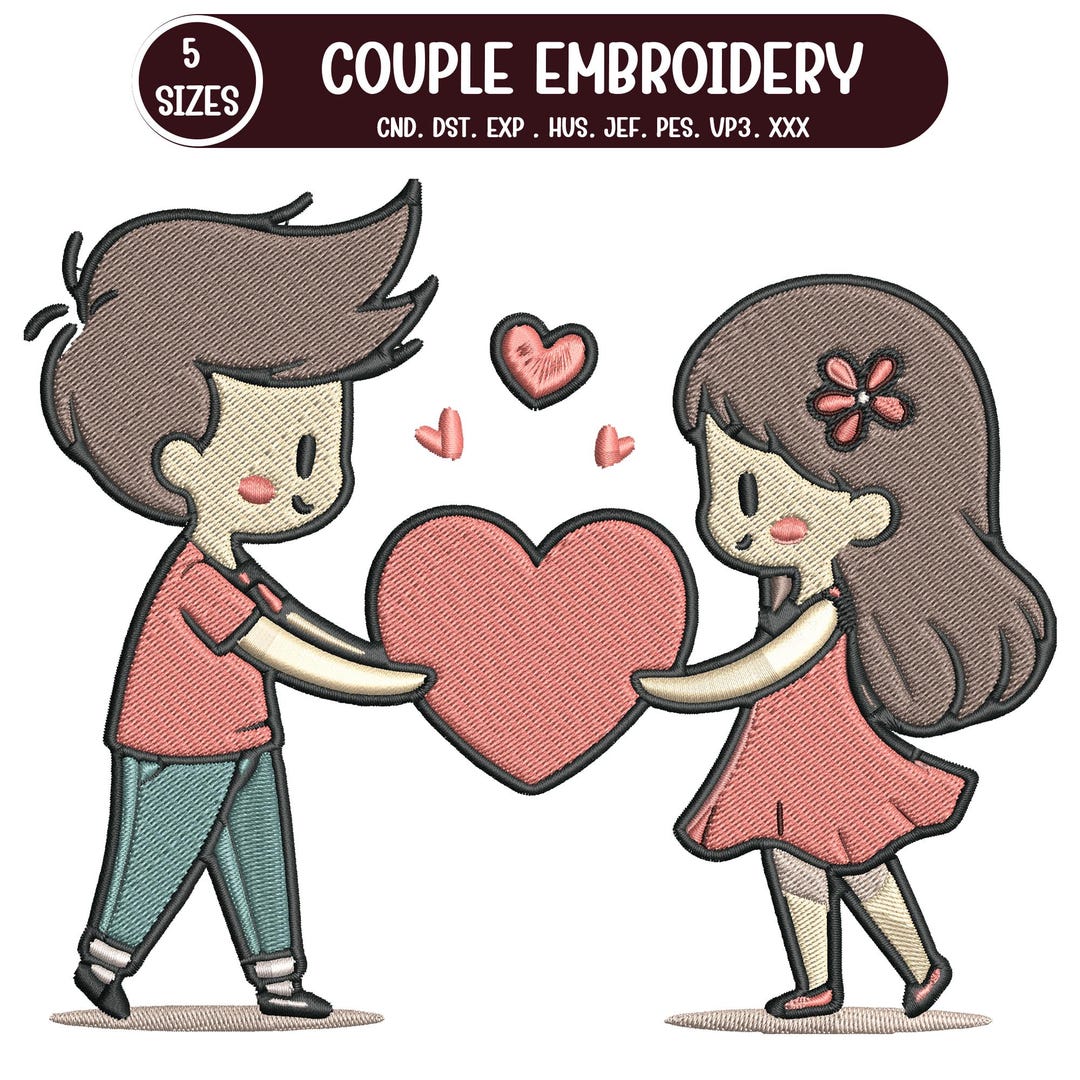 Couple Embroidery Design Love Embroidery Designs Valentines Embroidery ...