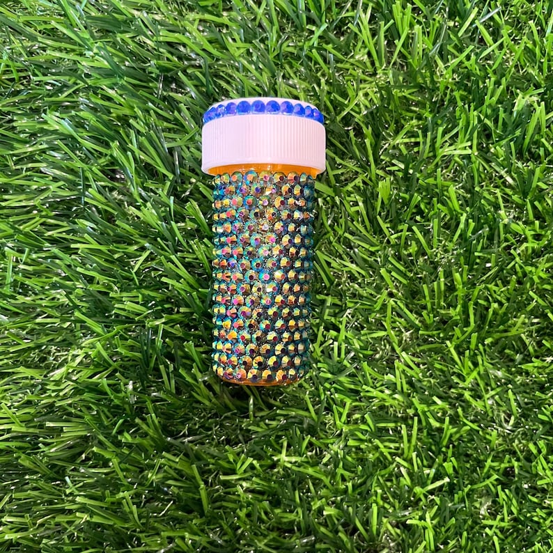 Blinged Rhinestone Bedazzled Pill Bottle Medicine Container - Etsy