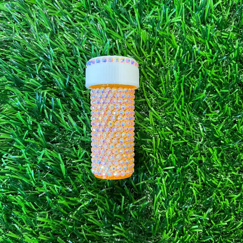 Blinged Rhinestone Bedazzled Pill Bottle Medicine Container - Etsy