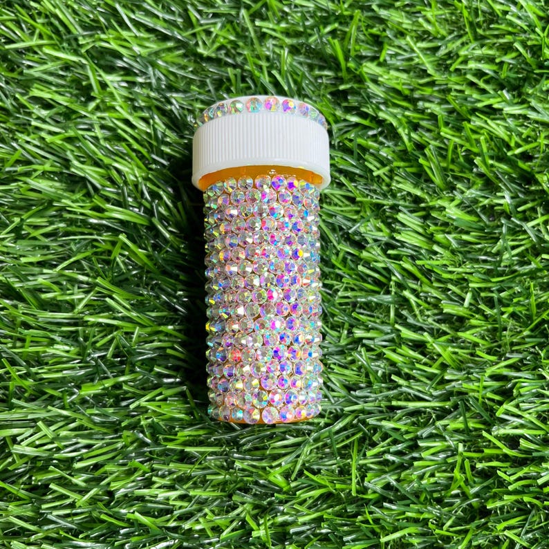 Blinged Rhinestone Bedazzled Pill Bottle Medicine Container - Etsy