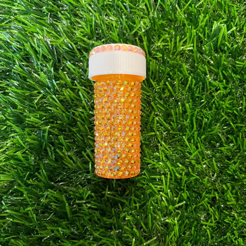 Blinged Rhinestone Bedazzled Pill Bottle Medicine Container - Etsy