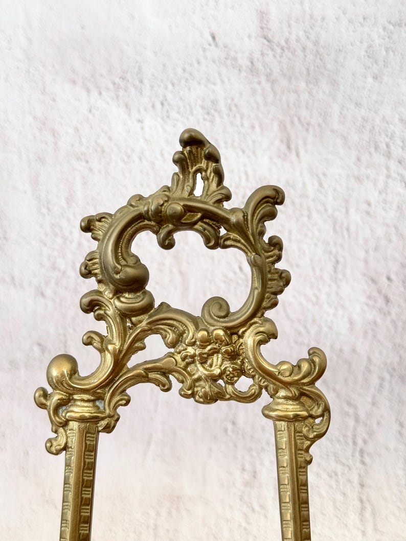 Vintage Brass Rococo Easel Stand, Ornate Display for Art or Frames, 13 ...