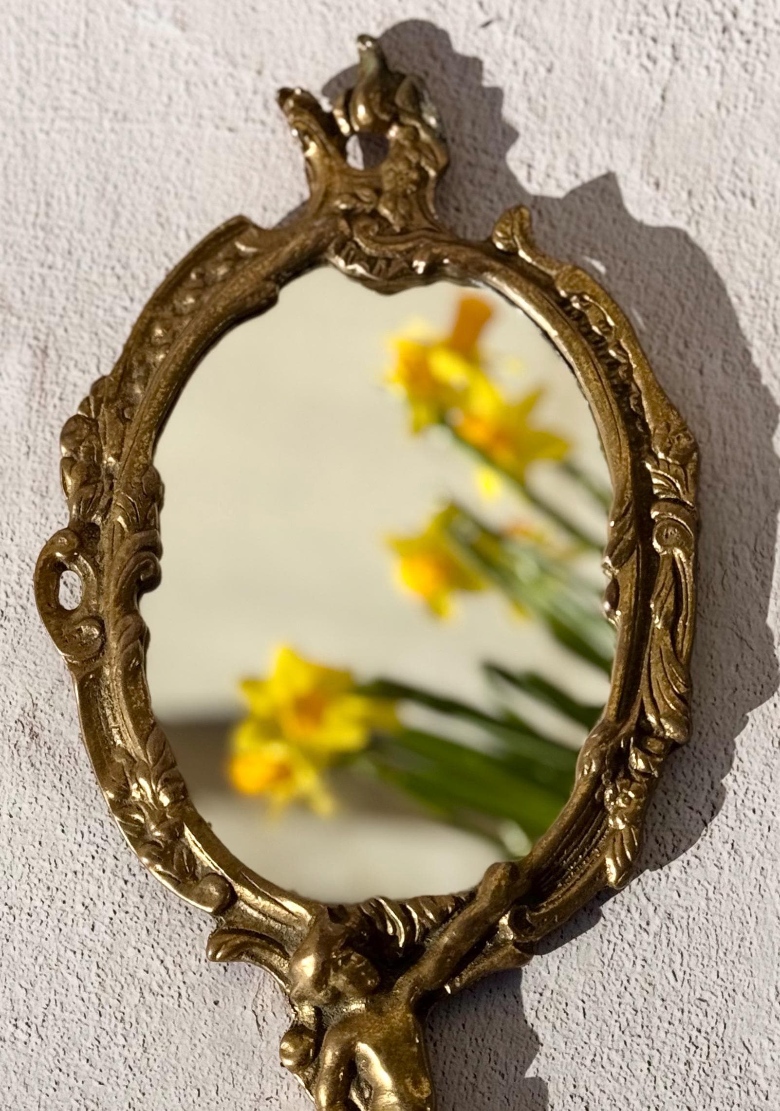 Antique 1930s Art Nouveau Bronze Hand Mirror With Angel Handle and ...