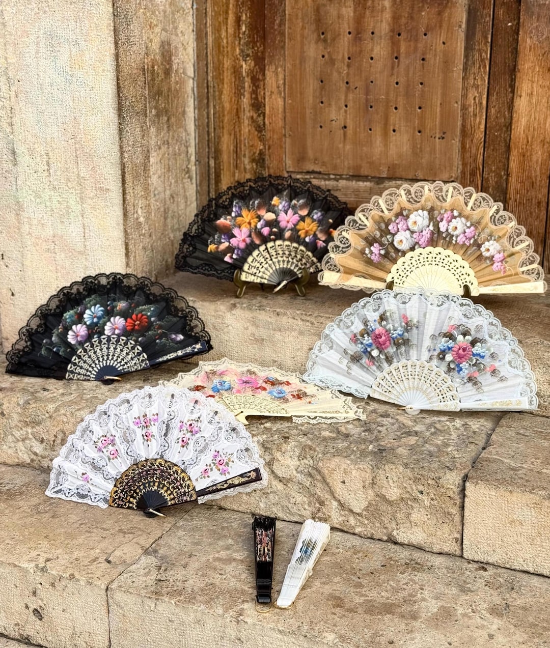 Vintage 1980s Hand Painted Spanish Abanico Hand Fan, Flamenco Fan With ...