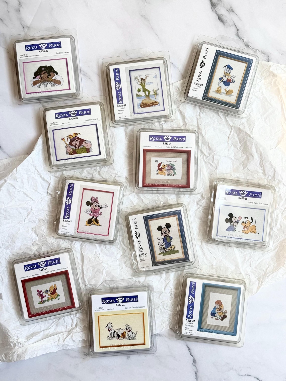 NEW OLD STOCK Rare Disney Cross Stitch Kits by Royal Paris, Vintage ...