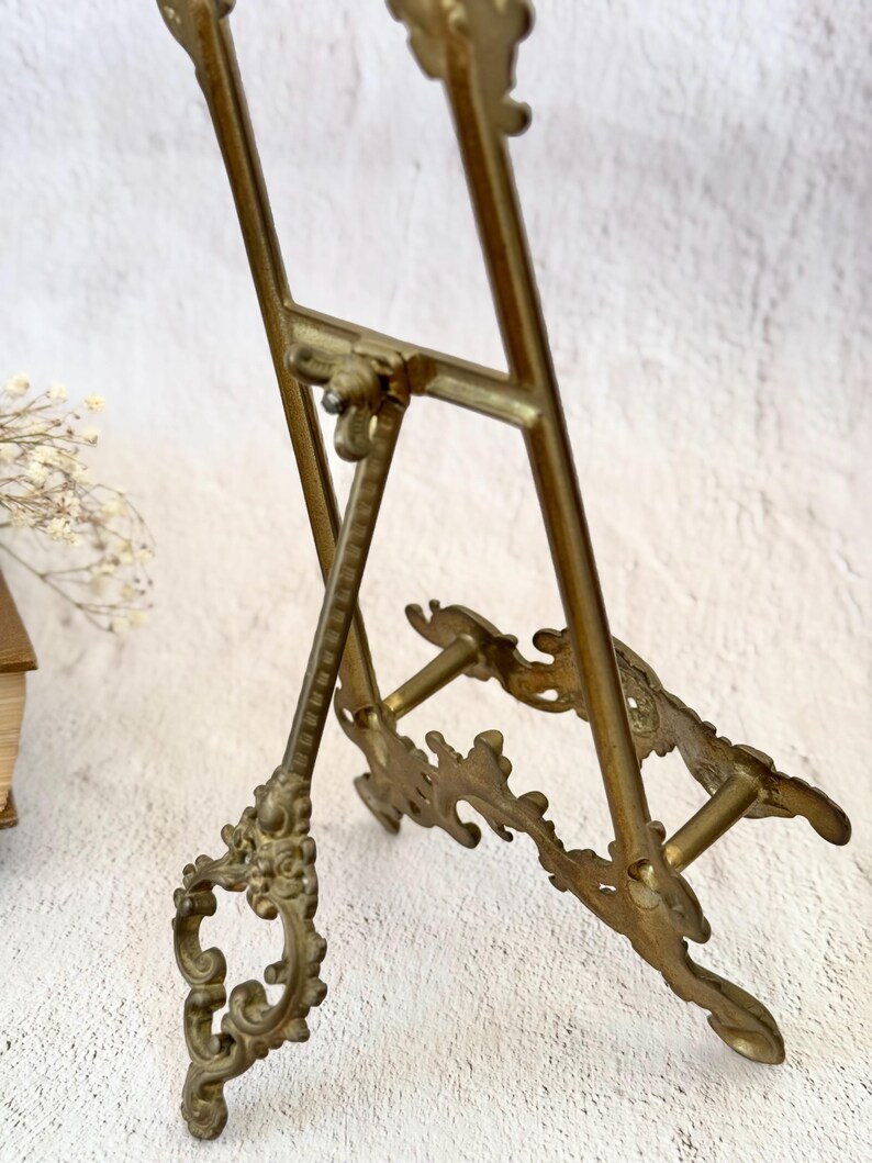 Vintage Brass Rococo Easel Stand, Ornate Display for Art or Frames, 13 ...
