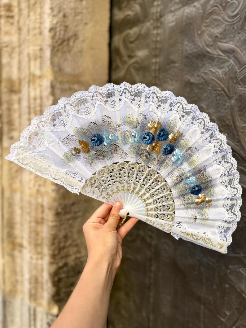 Vintage 1980s Hand Painted Spanish Abanico Hand Fan, Flamenco Fan With ...