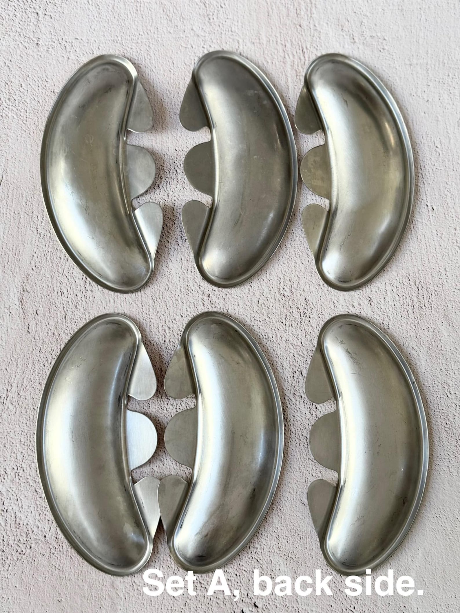 Set of 6 and Set of 4 Vintage Stainless Steel Clip-on Fish Bone Dishes ...
