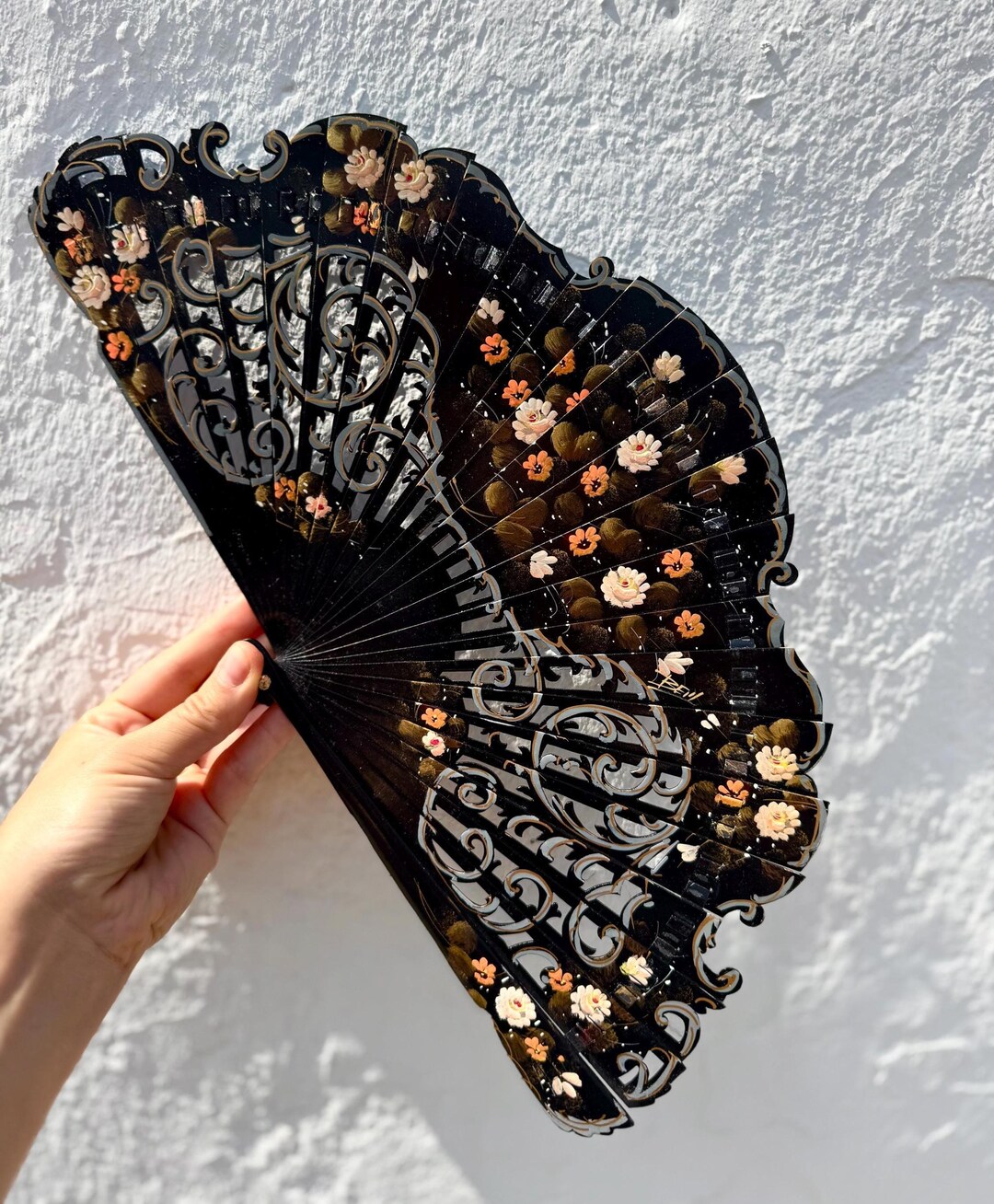 Rare Vintage 1980s Flamenco Fan by BELLY, Hand-painted Vintage Wooden ...