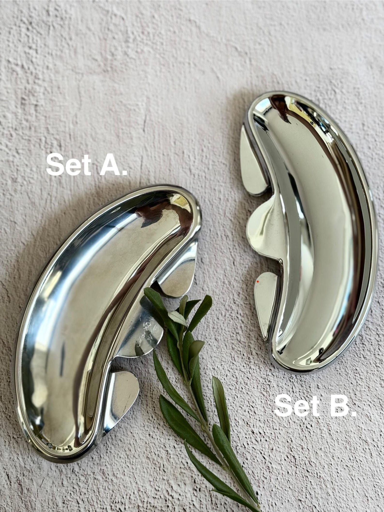 Set of 6 and Set of 4 Vintage Stainless Steel Clip-on Fish Bone Dishes ...