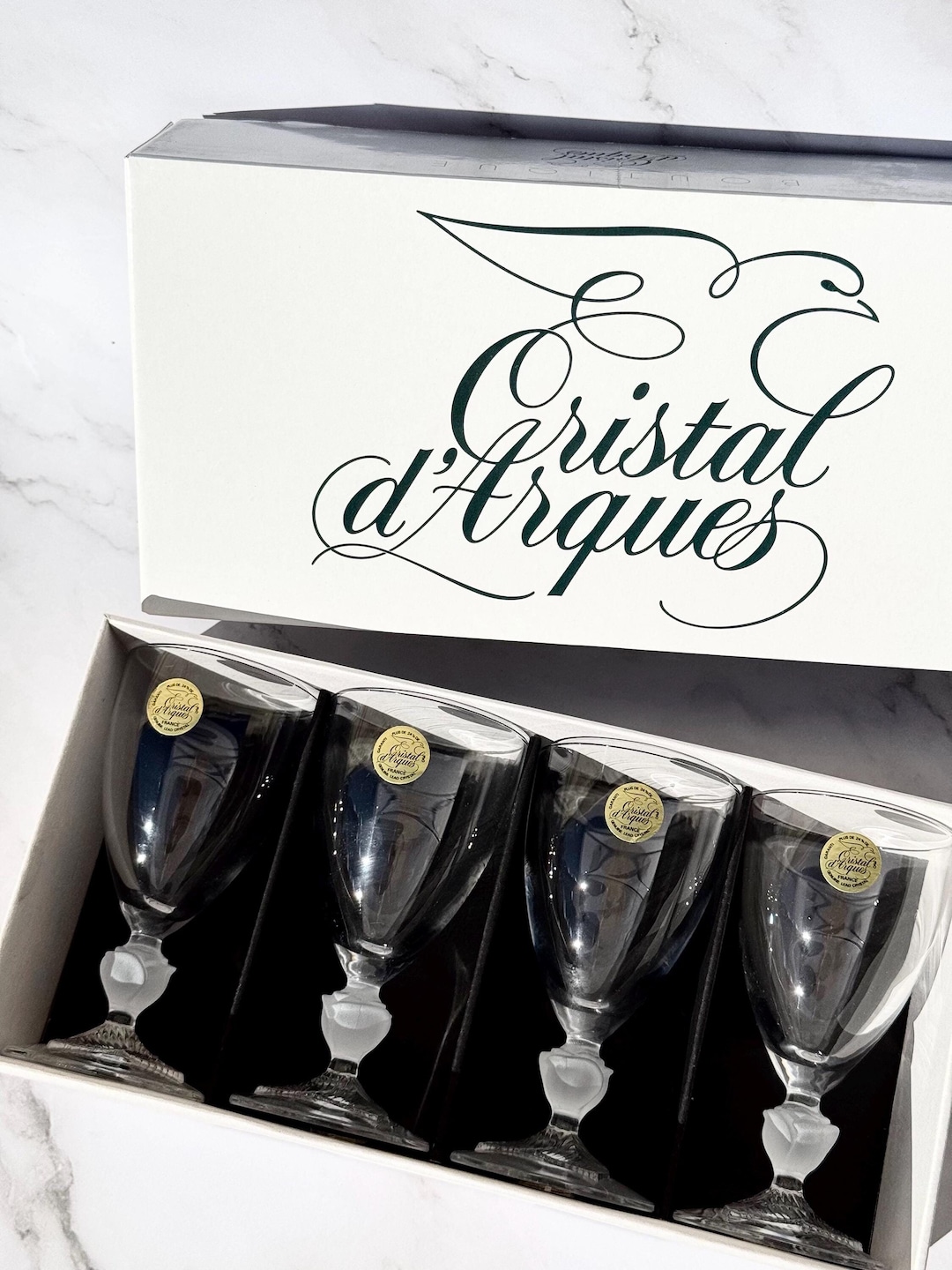 Set of 4 Vintage Lucia Cristal D'arques-durand Water Wine Glasses ...