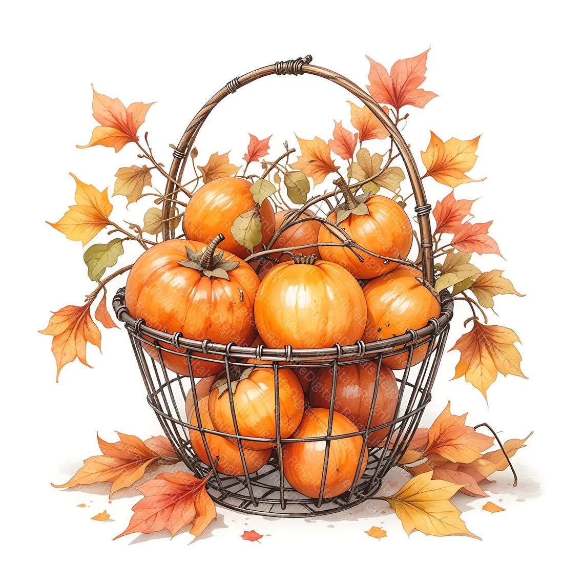 Autumn Harvest Basket Clipart | Elegant Fall Thanksgiving Basket With ...