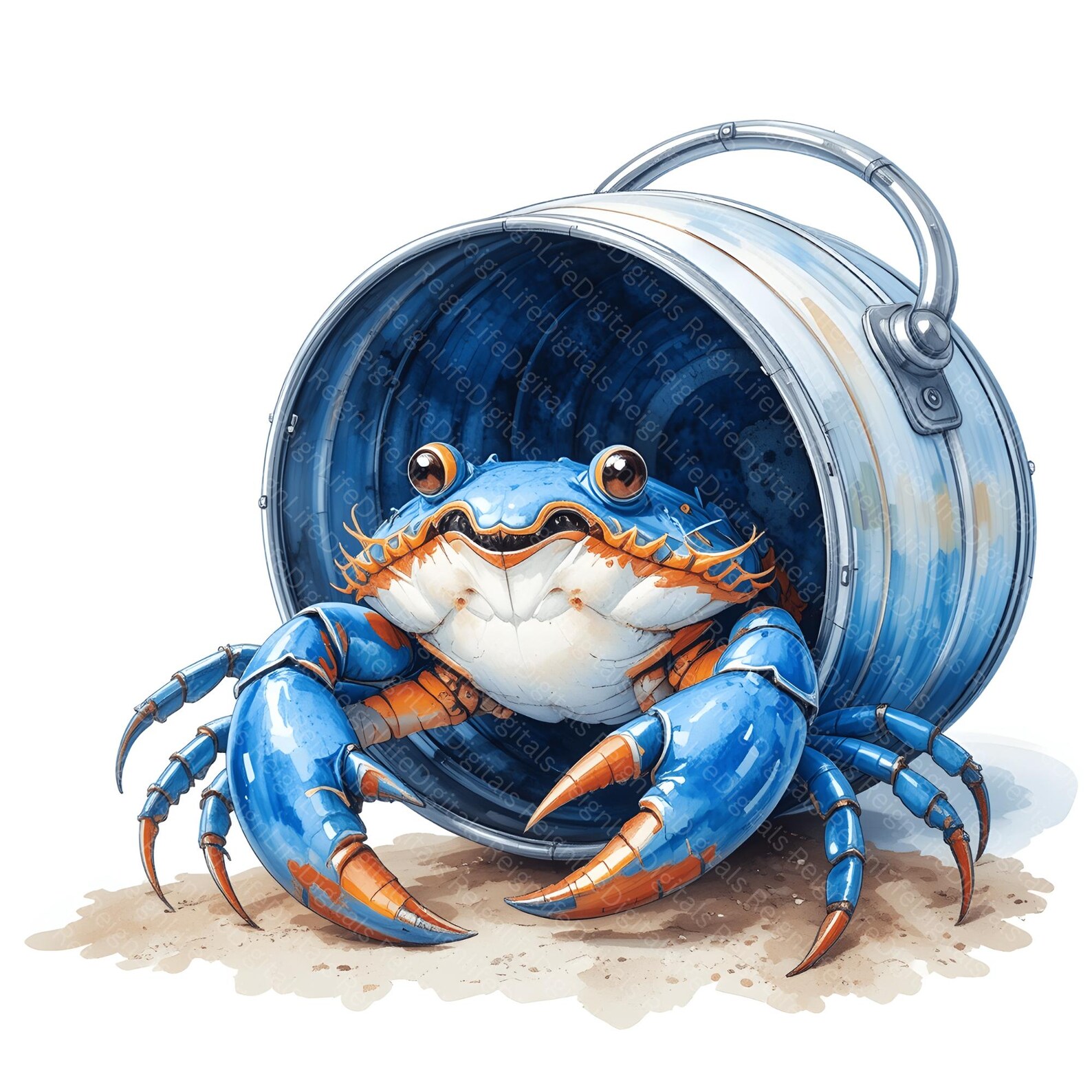 Blue Crab Clip Art | Watercolor Cute Crab Images | Coastal Themed ...