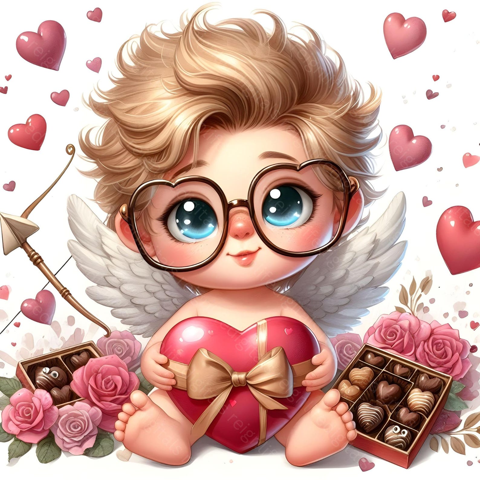 20 JPG Valentines Day Cupid Clipart Set Love Arrows & Hearts Cute ...