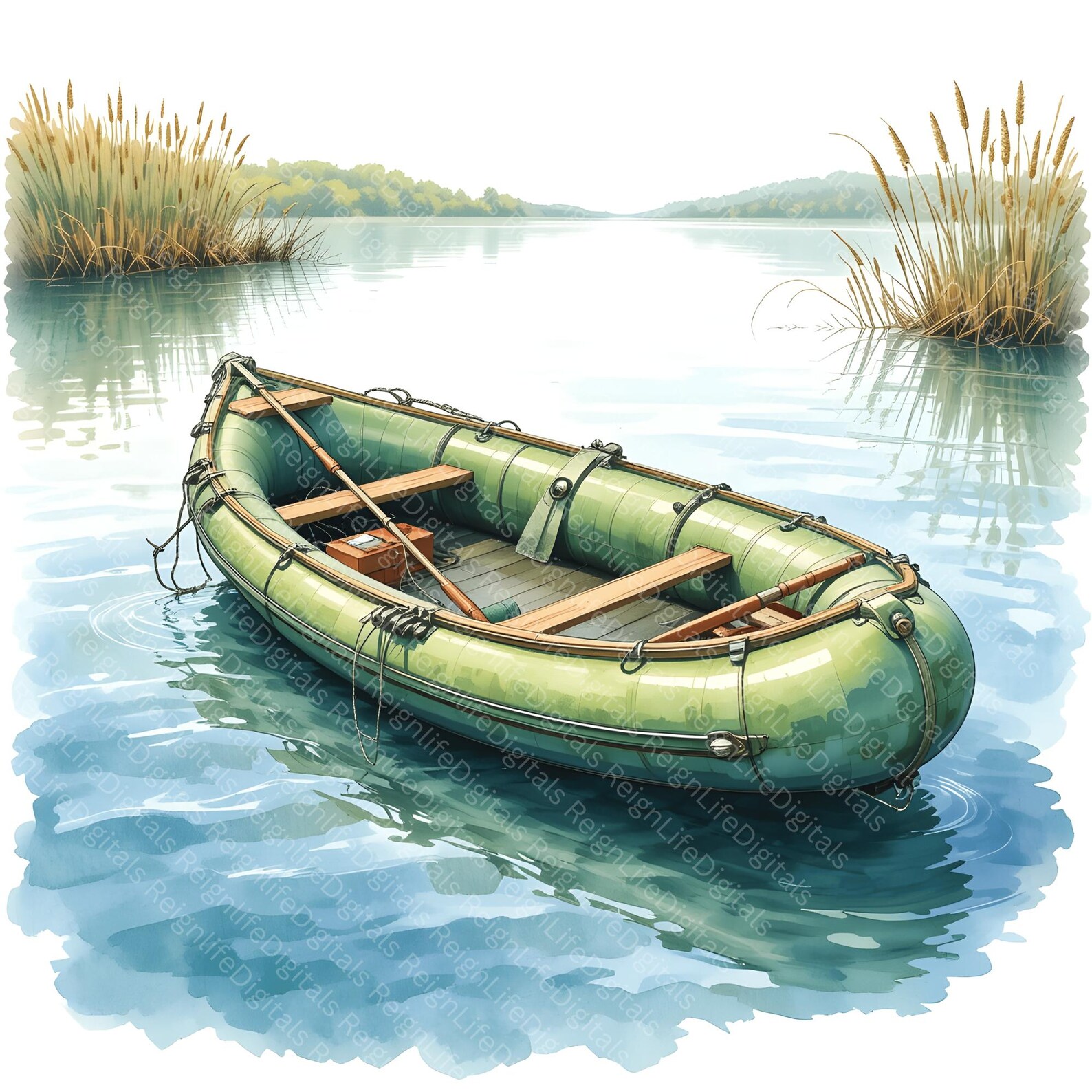 Watercolor Fishing Clip Art | Fishing Tackle, Lures, Rods, Boots, Vest ...