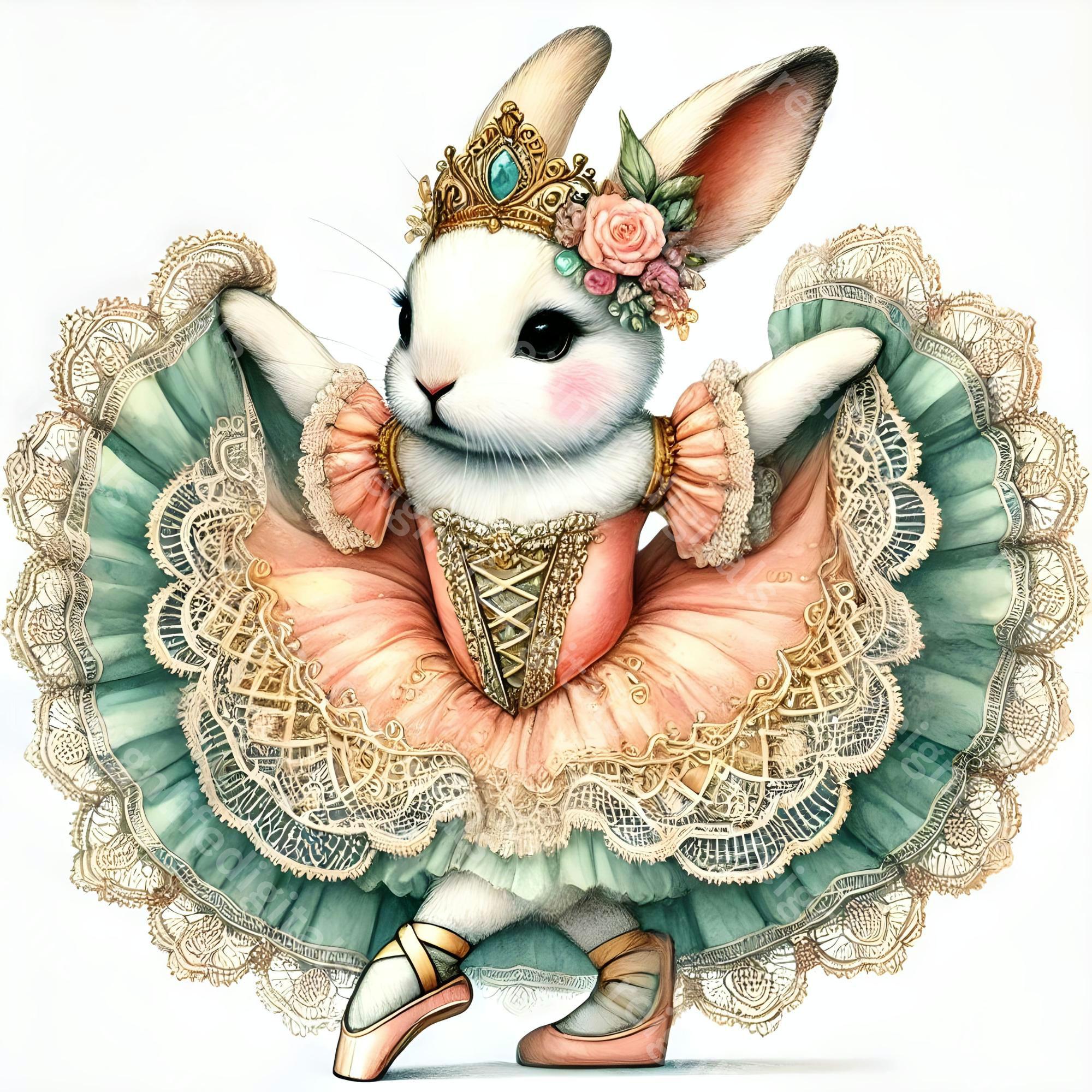 20 Watercolor Ballerina Bunny Clipart | Ballet Bunnies in Tutu Dress ...