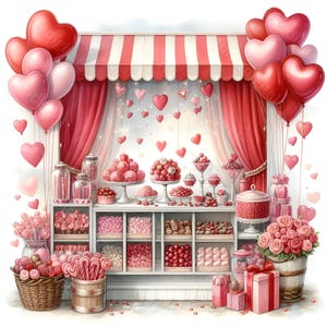 Valentine Candy Store Booth Clip Art 20 Jpgs Cute Valentine's Day ...