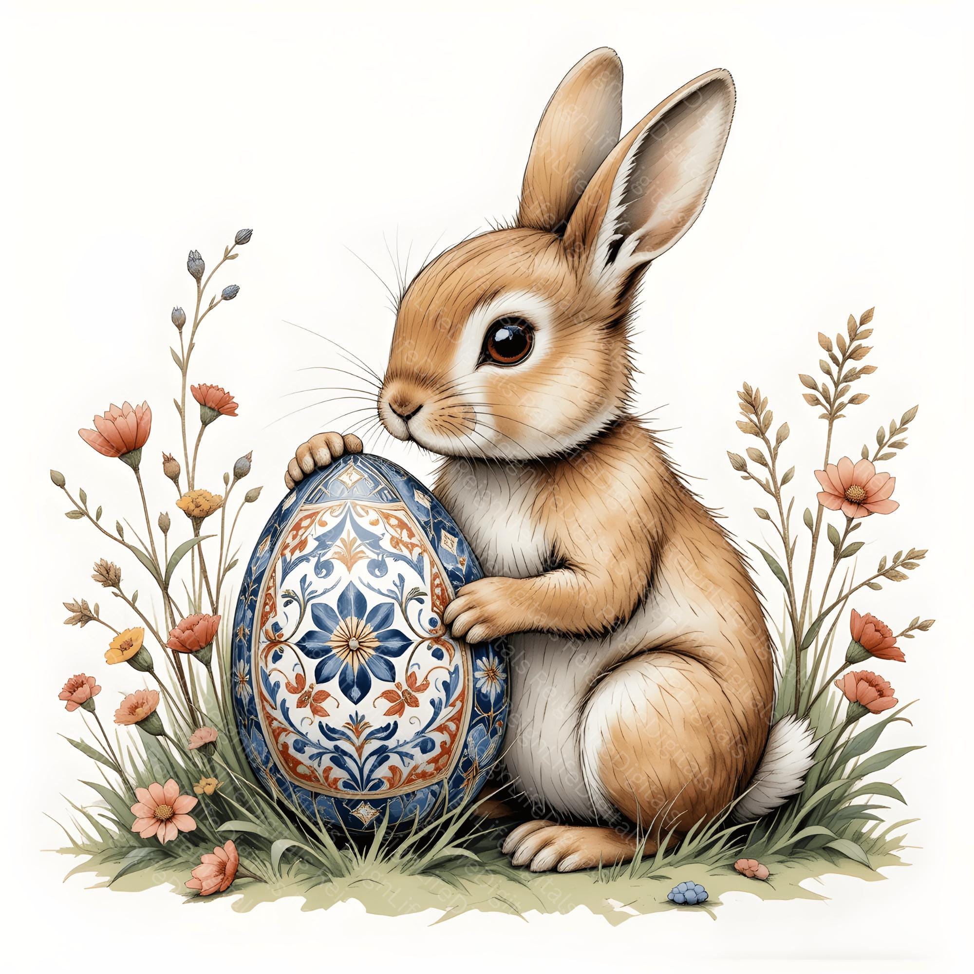 Easter Bunny and Egg Clipart | Spring Rabbit High Quality Jpgs ...