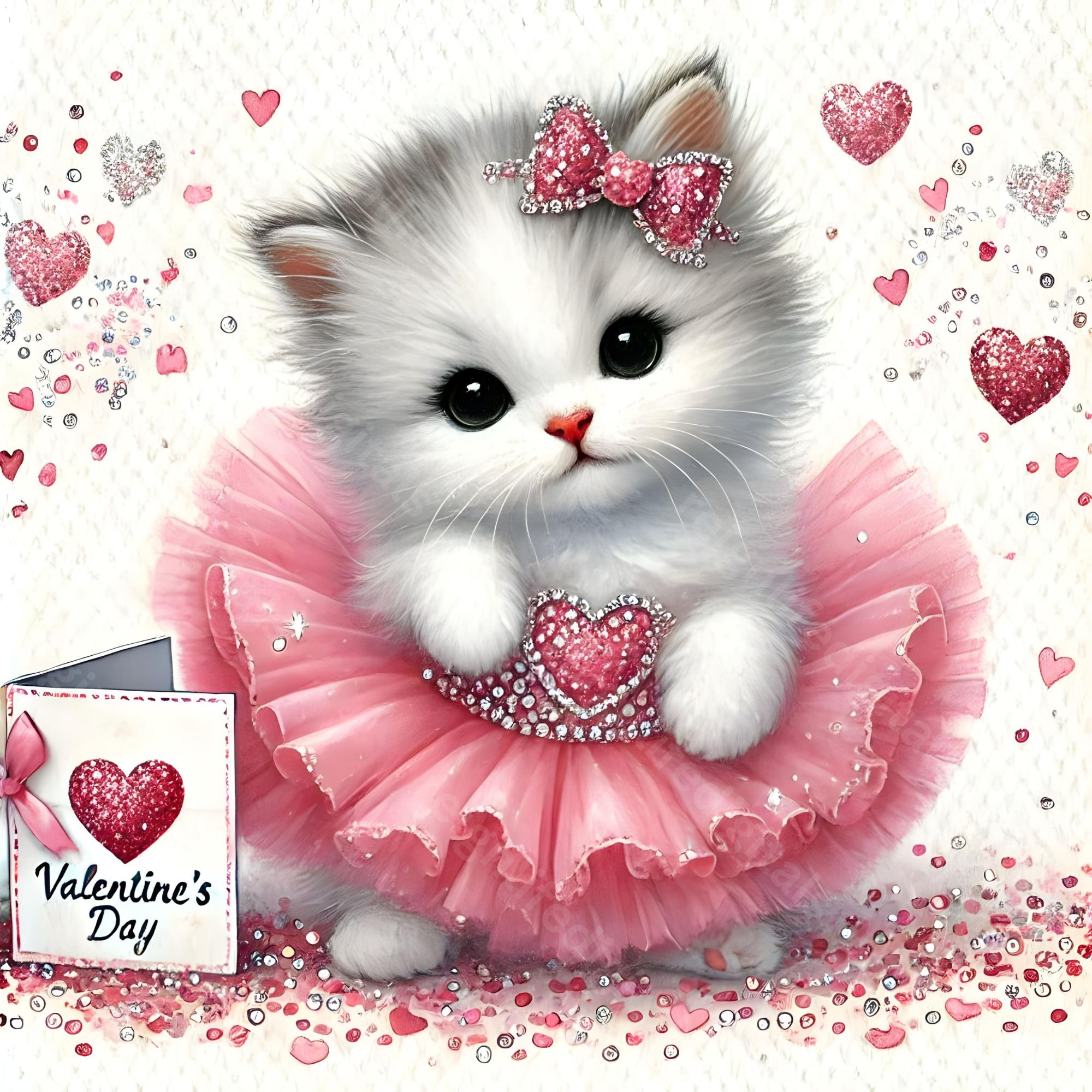 Valentine Cats Clipart | 20 High Quality Jpgs | Watercolor Kitten ...