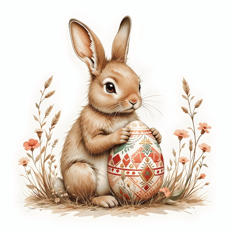 Easter Bunny and Egg Clipart | Spring Rabbit High Quality Jpgs ...