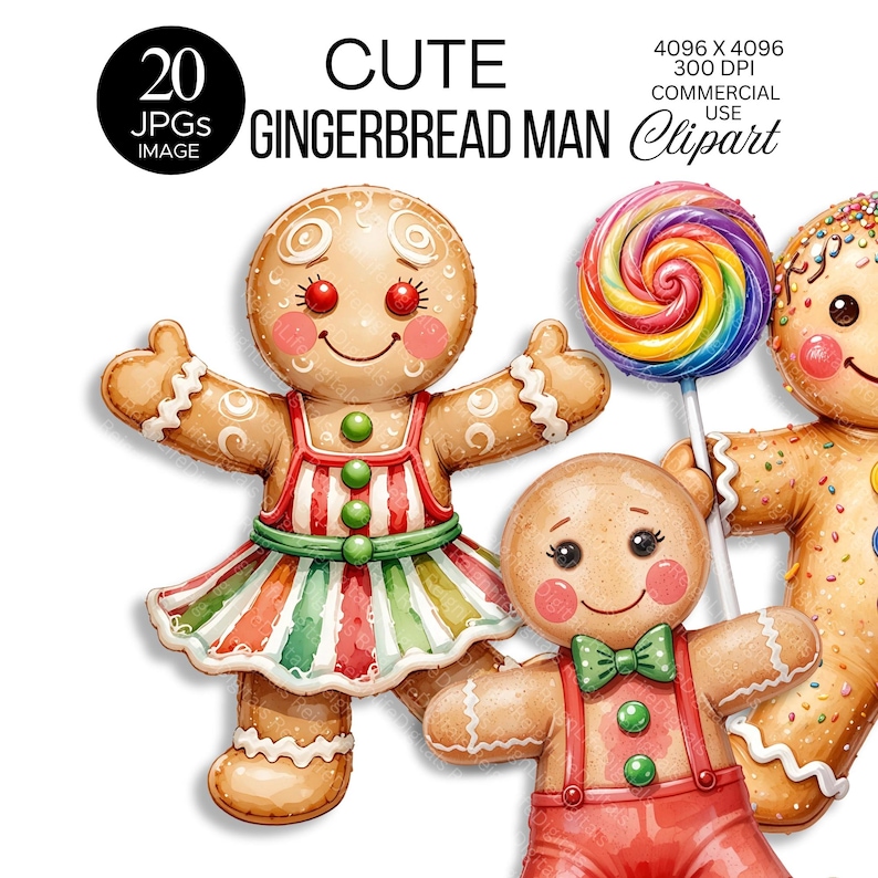 Cute Gingerbread Man Clipart | Christmas Cookies | Festive Holiday ...