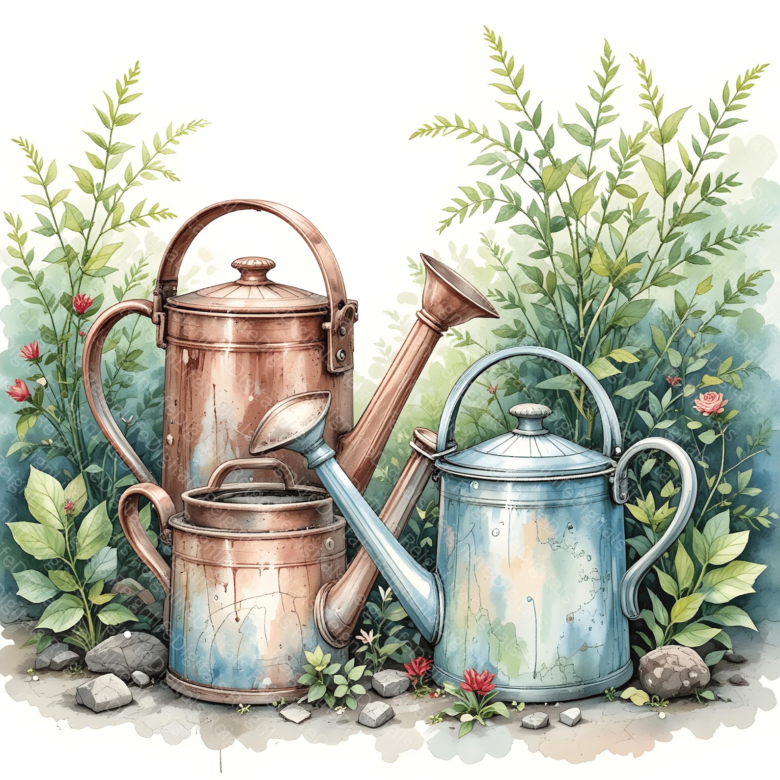 Watercolor Gardening Clipart | Gardening Tools Clipart | Garden ...