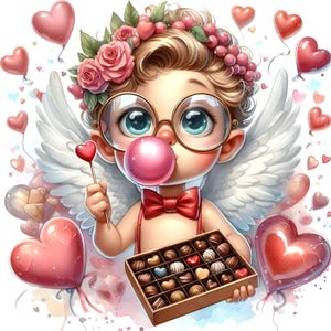 20 JPG Valentines Day Cupid Clipart Set Love Arrows & Hearts Cute ...