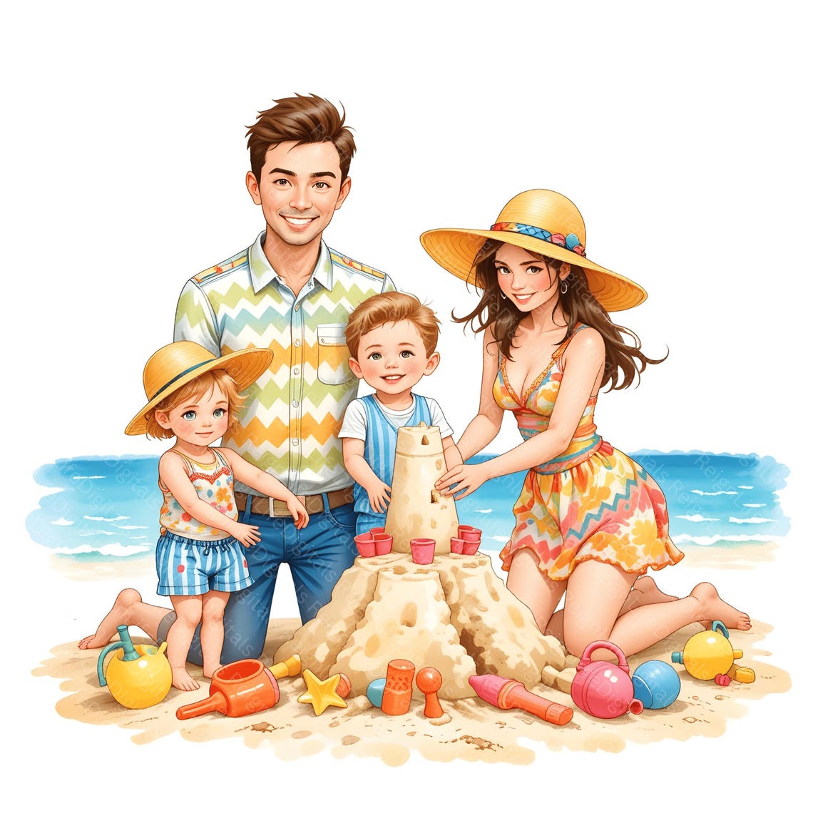 Beach Holiday Clipart | Watercolor Summer Vacation Clip Art | Coastal ...