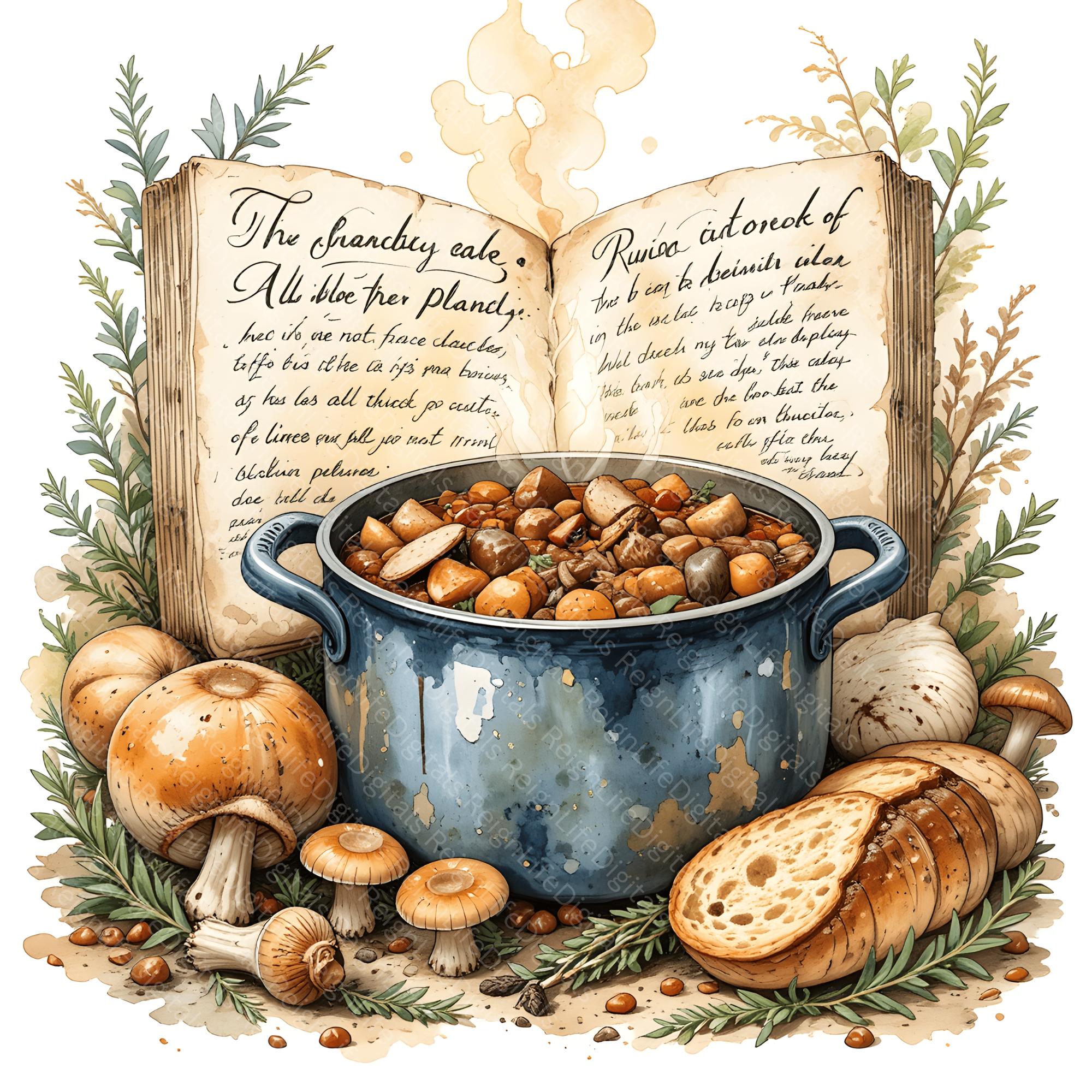 20 Grandma's Cookbook Clipart | Watercolor Cooking Clip Art | Kitchen ...