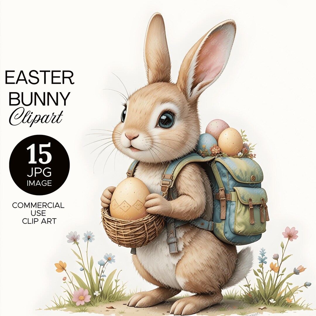 Easter Bunny Clipart | Spring Bunnies Clipart | Rabbit Watercolor ...